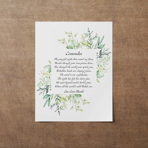 Comrades Poem by Eva Gore-booth Irish Poetry Poster Print Framed and ...