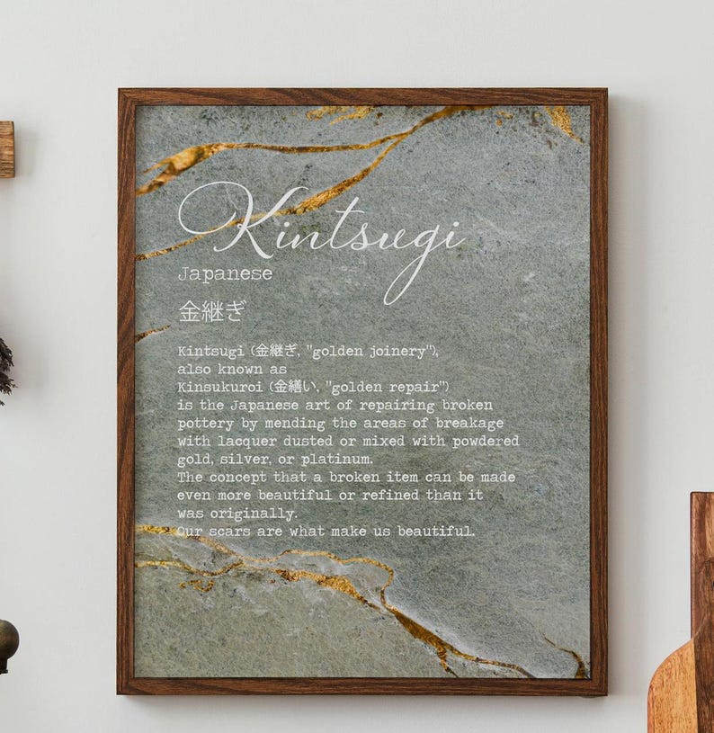 Kintsugi Definition Print: Japanese Philosophy, Gold Marble Art - Etsy