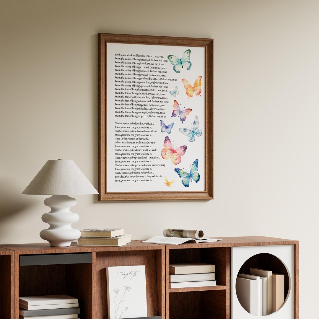 Litany of Humility Art: Butterfly Wall Art, Catholic Prayer, Modern ...