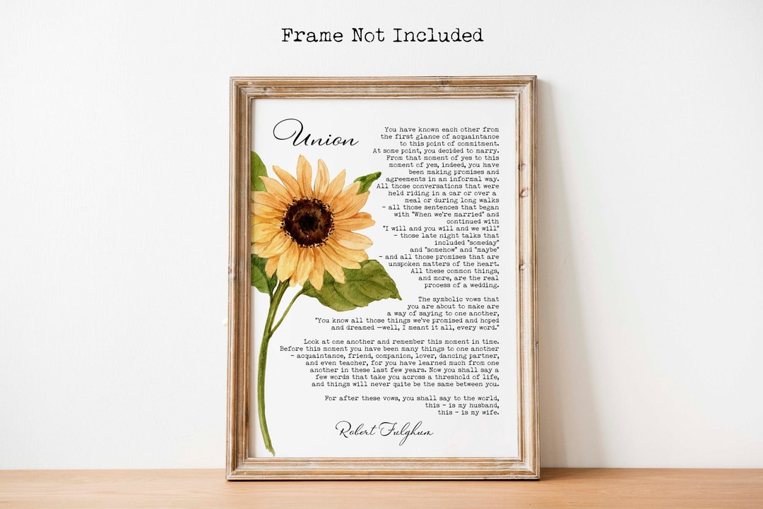 Union by Robert Fulghum Wedding Poem Wall Art Anniversary Gift Poetry ...