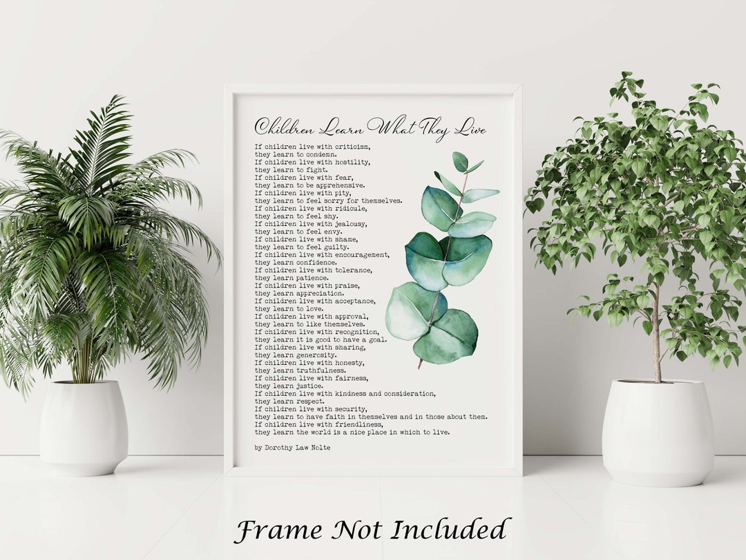 Children Learn What They Live Poem Print: Eucalyptus Watercolor, New ...