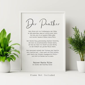Der Panther Gedicht Rainer Maria Rilke German Poem Art Print Rilke ...