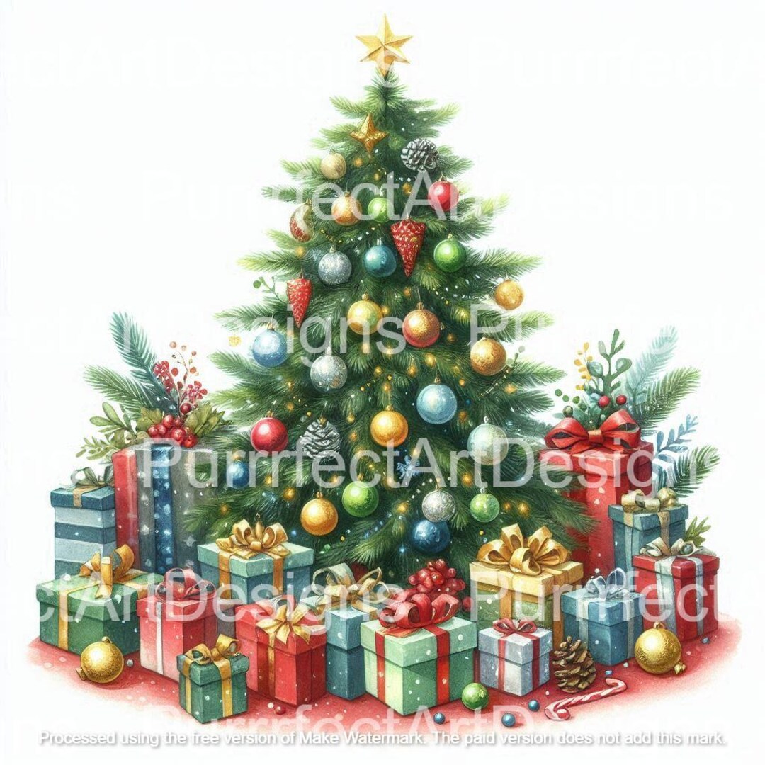 5 Christmas Tree & Presents Clip Art: Digital Download - Etsy