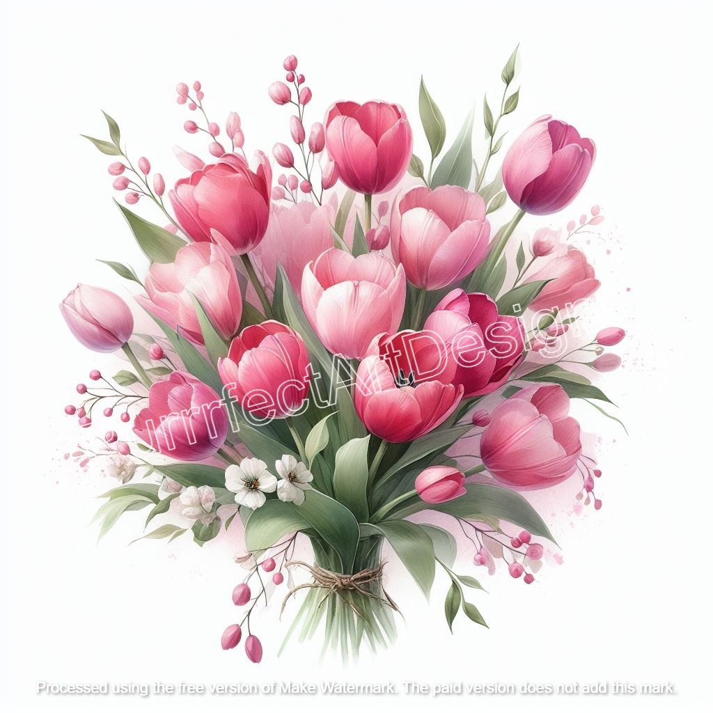 Pink Tulip Clip Art: Floral Digital Art Download - Etsy
