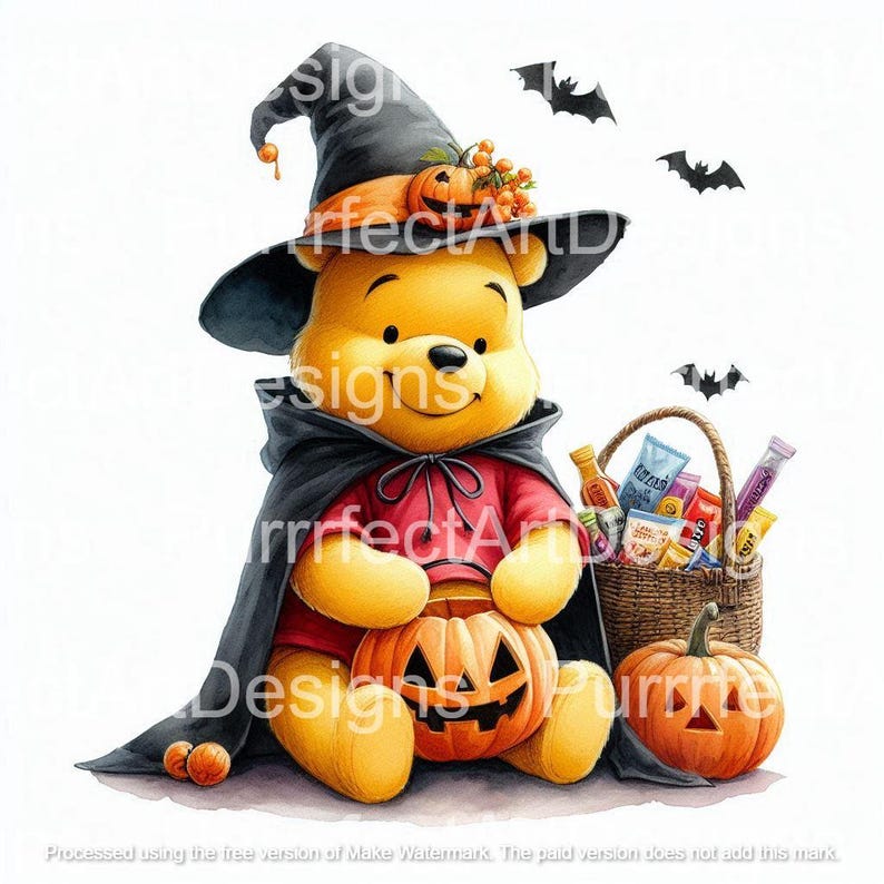 10 Adorable Halloween Themed Winnie the Pooh Clip Art, Digital Art ...
