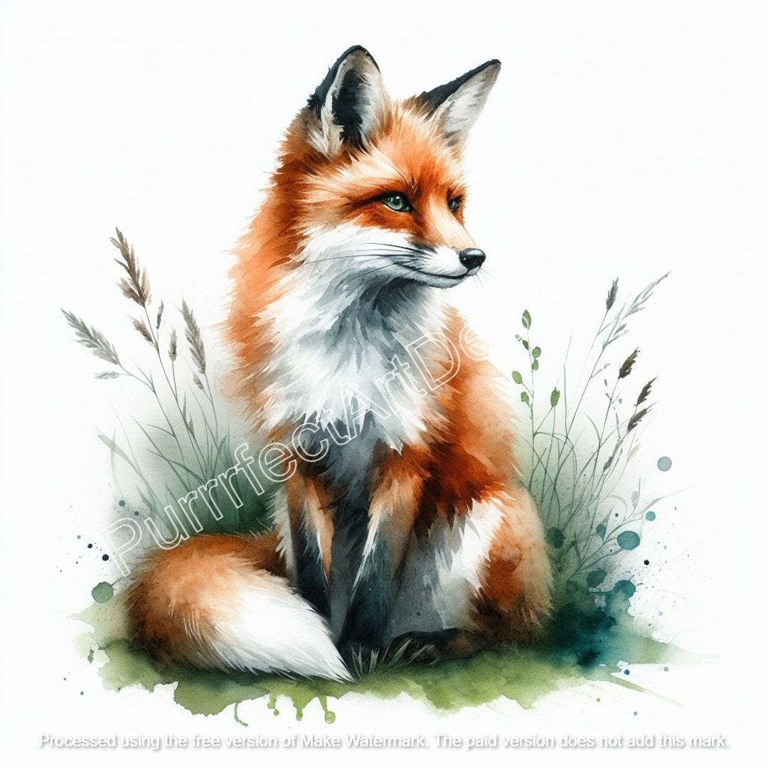 5 Cute Fox Sat in Grass Clip Arts, Digital Art Download - Etsy
