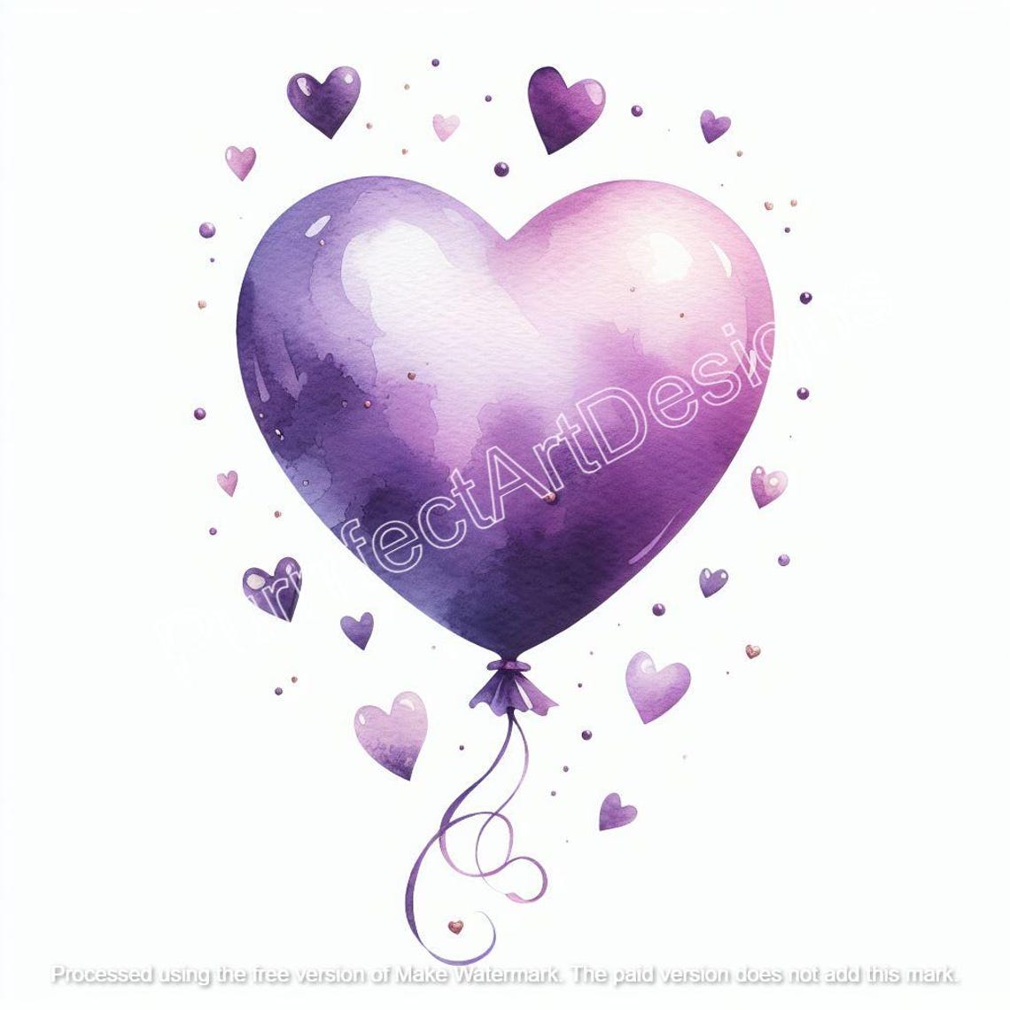 5 Stunning Purple Heart Balloon Clip Art, Digital Art Download - Etsy