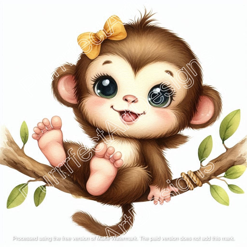 10 Adorable Monkey Clip Art, Digital Art Download - Etsy