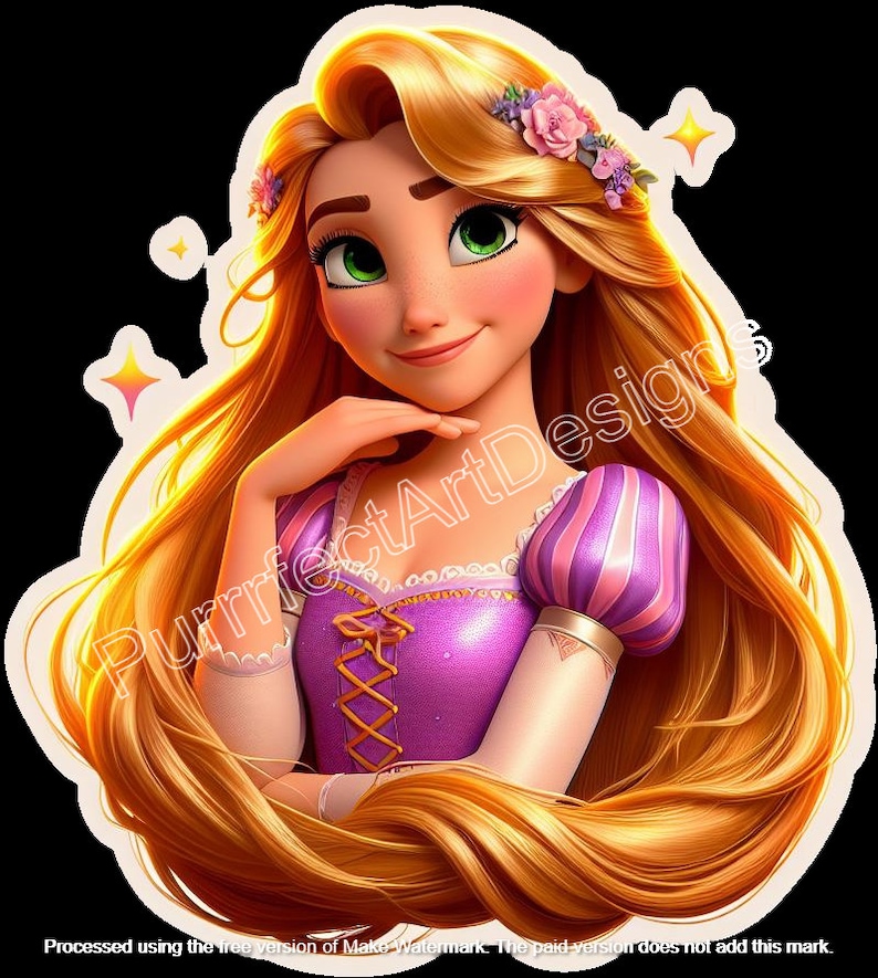 5 Beautiful Rapunzel Clip Art, Digital Art Download - Etsy