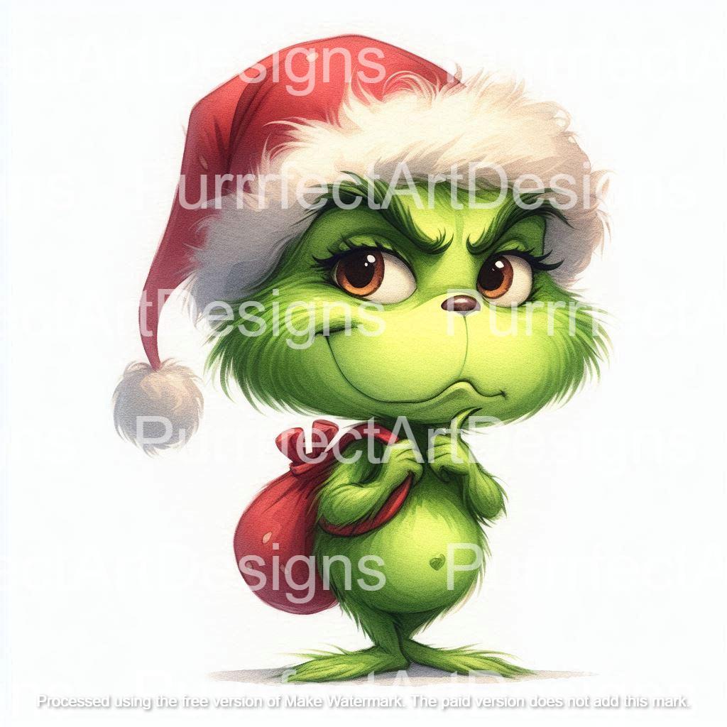 10 Cute Mischievous Grinch Clip Art, Digital Art Download - Etsy