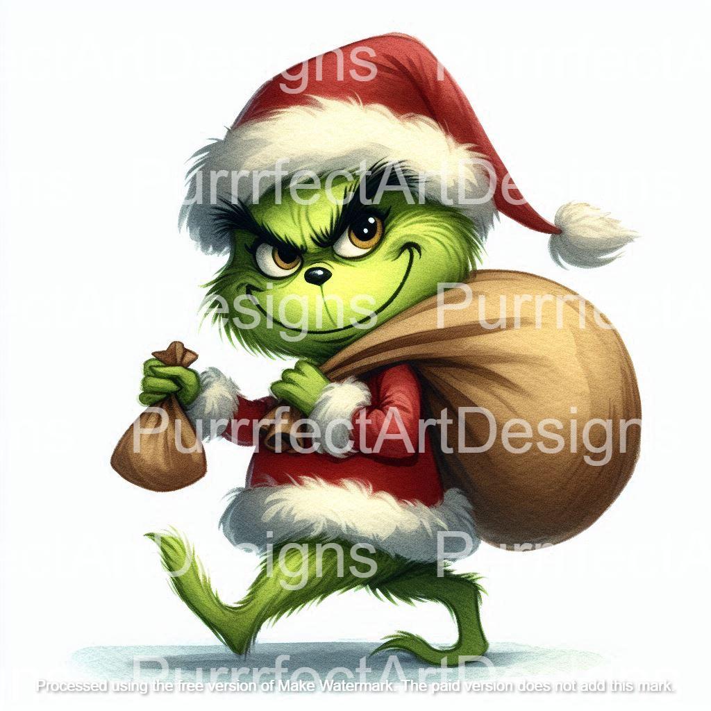 10 Cute Mischievous Grinch Clip Art, Digital Art Download - Etsy
