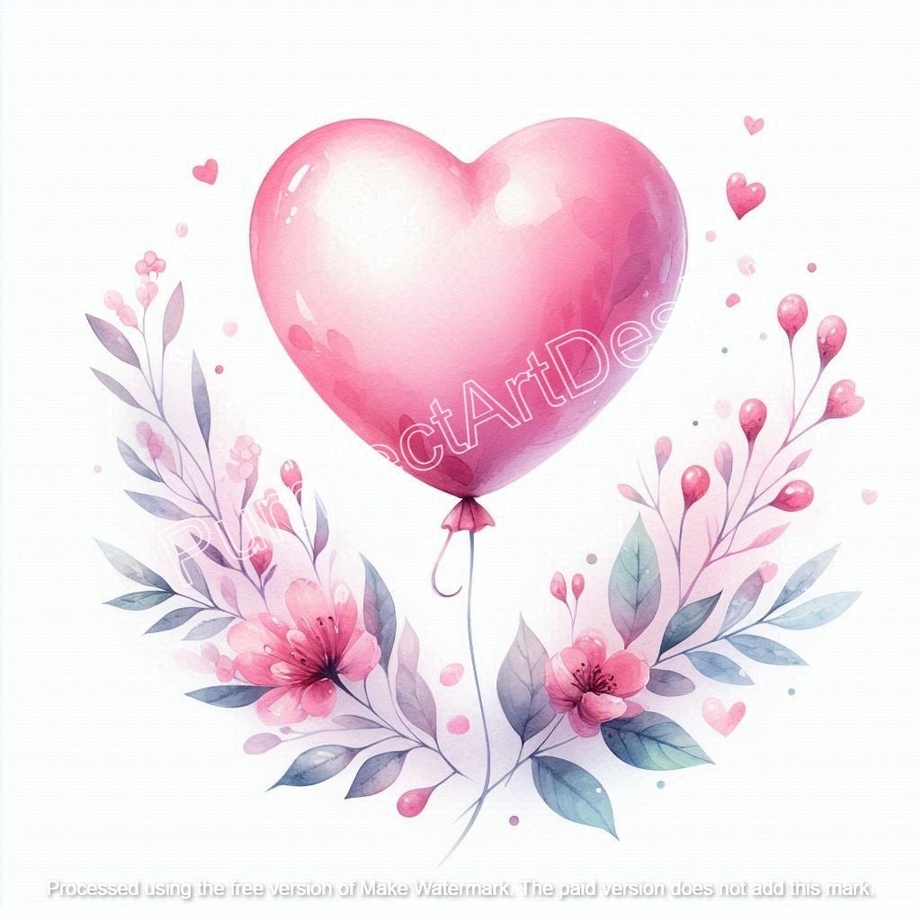 5 Stunning Pink Heart Balloon Clip Art, Digital Art Download - Etsy
