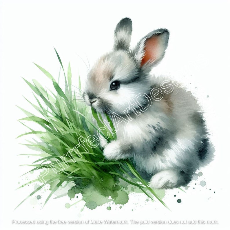 5 Cute Bunny Eating Grass Clip Art, Digital Art Download - Etsy