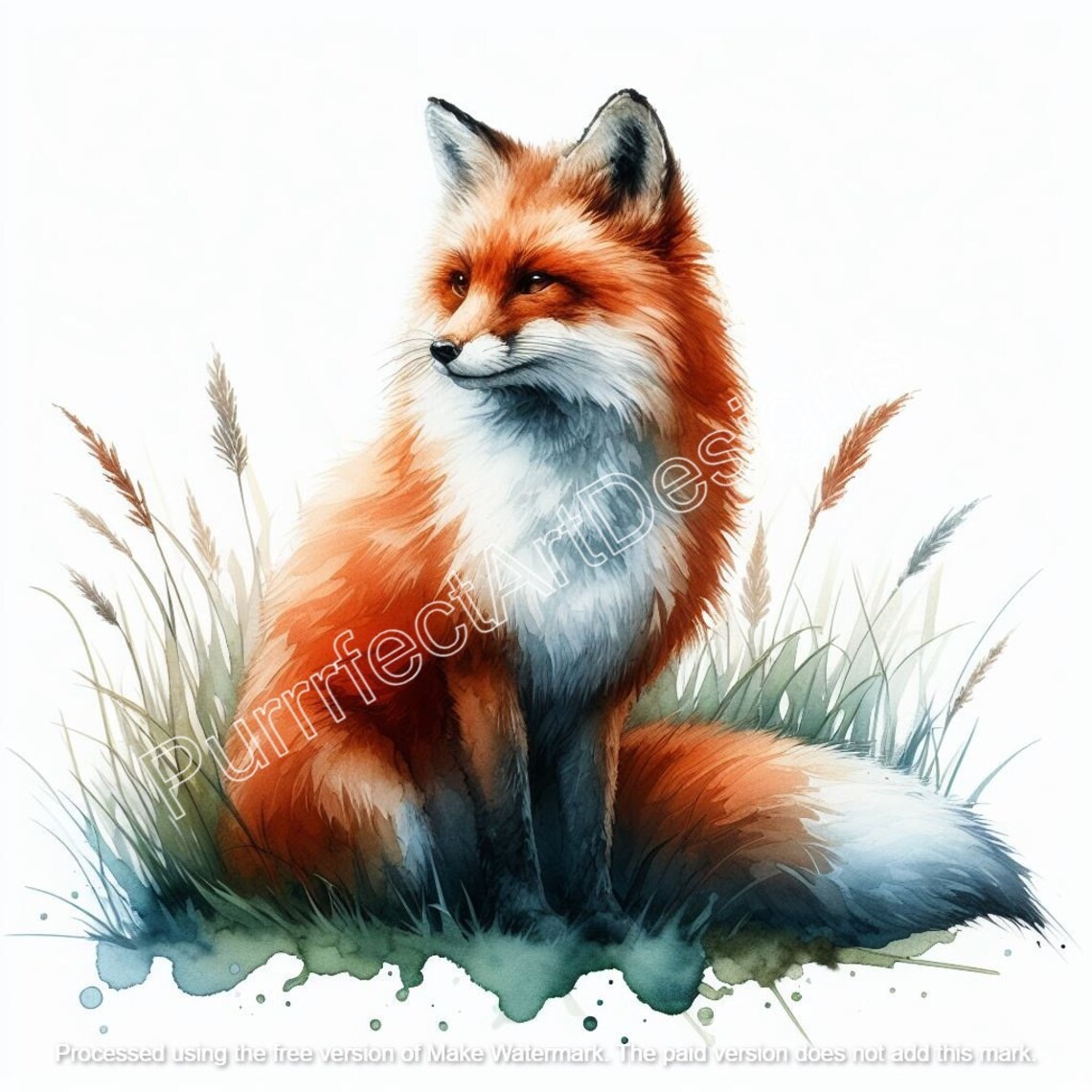 5 Cute Fox Sat in Grass Clip Arts, Digital Art Download - Etsy
