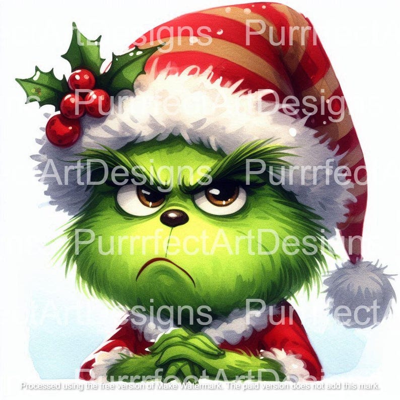 10 Cute Grumpy Grinch Clip Art, Digital Art Download - Etsy