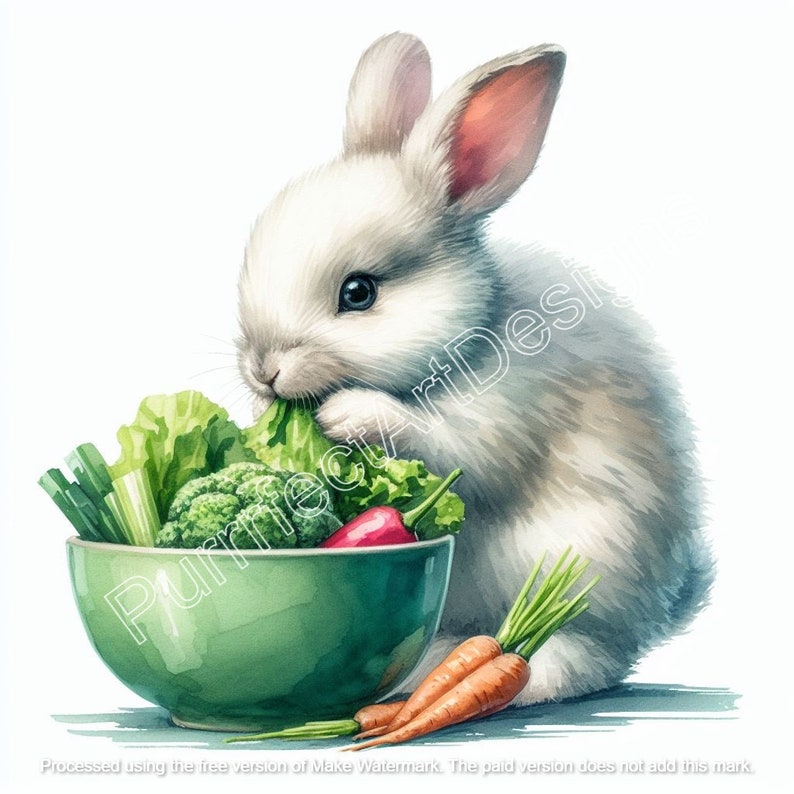 5 Cute Bunny Eating Veg Clip Art, Digital Art Download - Etsy