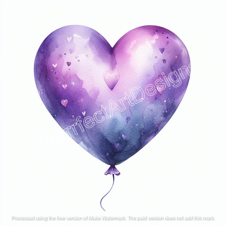 5 Stunning Purple Heart Balloon Clip Art, Digital Art Download - Etsy