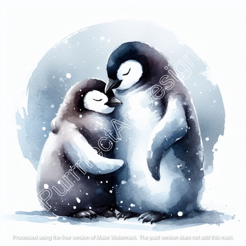 5 Adorable Cuddling Penguins Clip Art, Digital Art Download - Etsy
