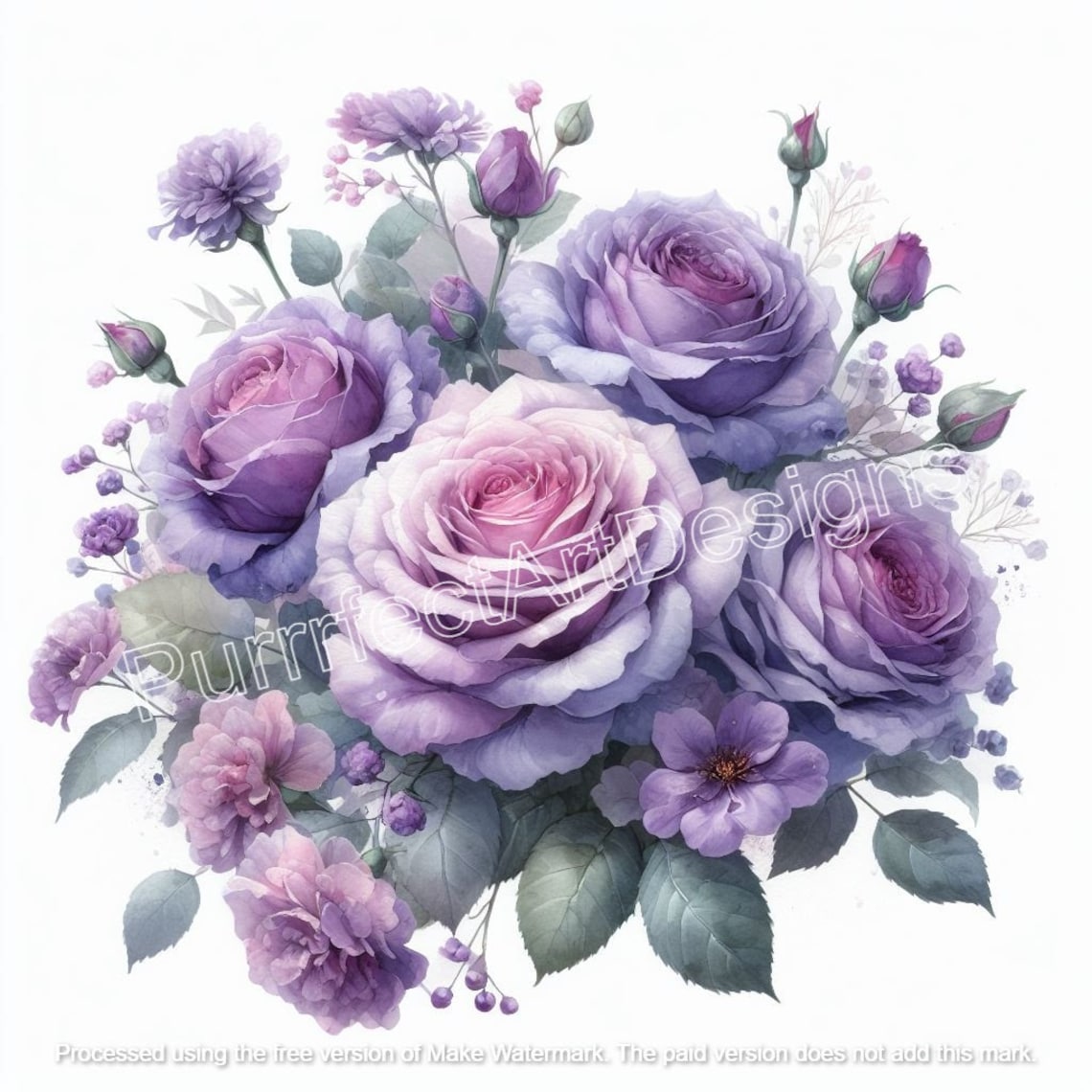 5 Stunning Purple Roses Clip Arts, Digital Art Download - Etsy
