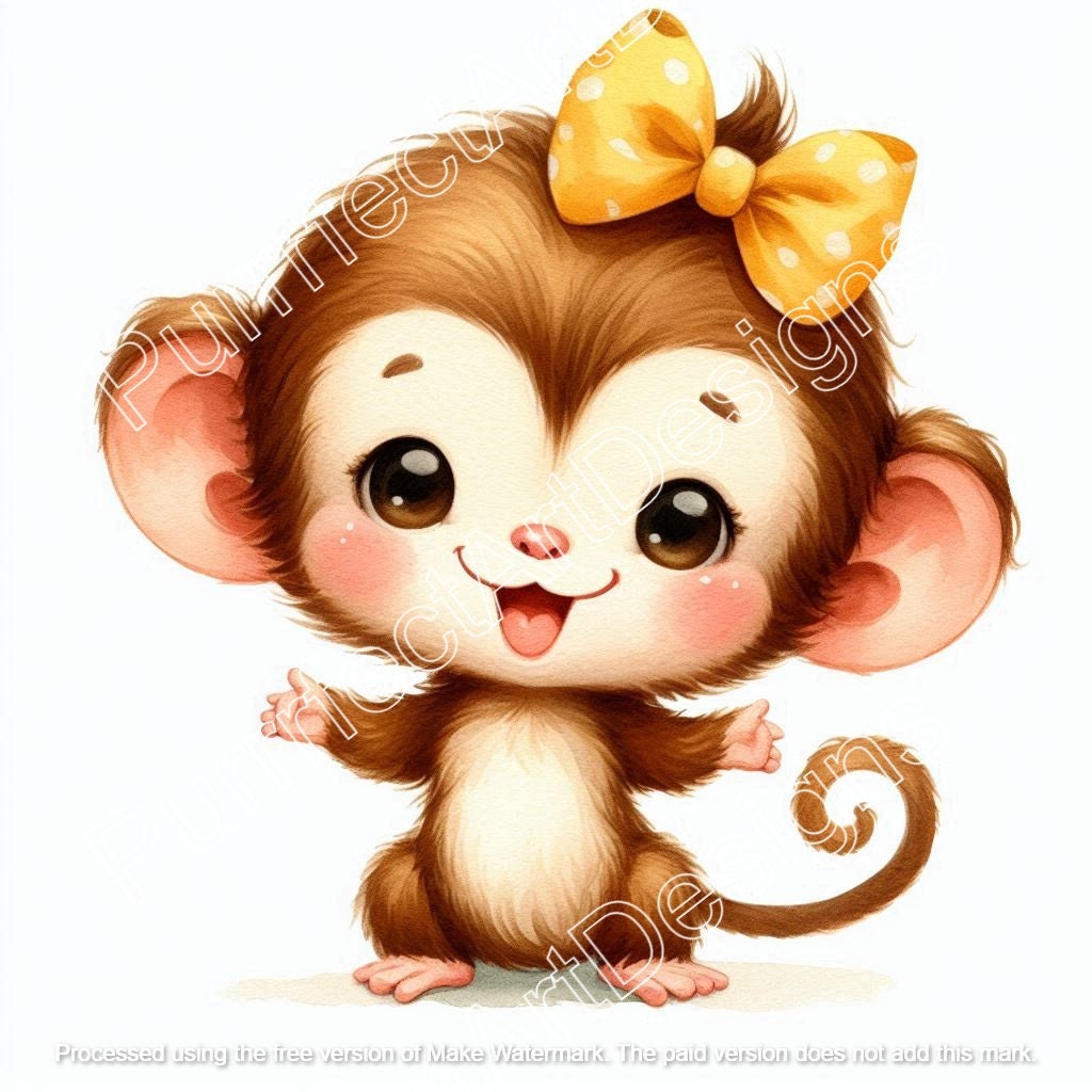 10 Adorable Monkey Clip Art, Digital Art Download - Etsy