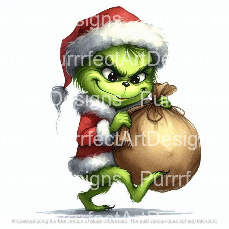 10 Cute Mischievous Grinch Clip Art, Digital Art Download - Etsy