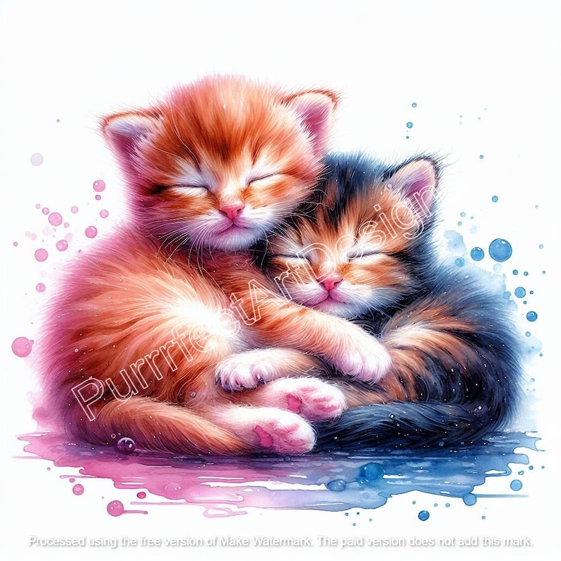 5 Cute Cuddling Kittens Clip Art, Digital Art Download - Etsy