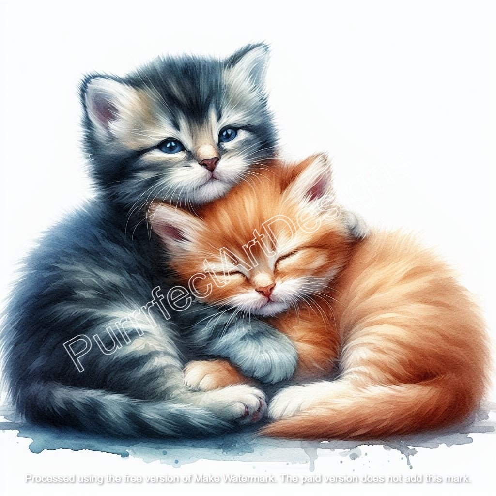 5 Cute Cuddling Kittens Clip Art, Digital Art Download - Etsy