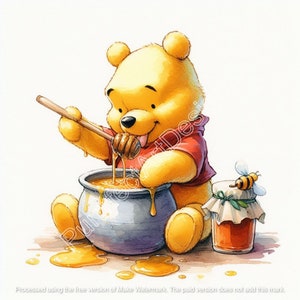 10 Adorable Winnie the Pooh Eating Honey Clip Arts, Digital Art ...