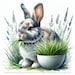 5 Cute Bunny Eating Grass Clip Art, Digital Art Download - Etsy