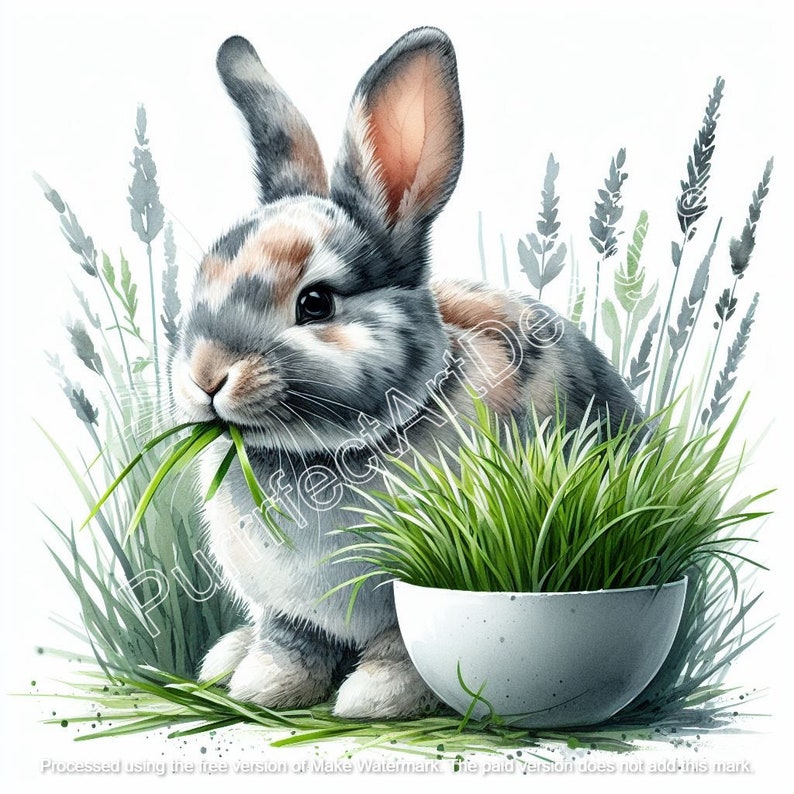5 Cute Bunny Eating Grass Clip Art, Digital Art Download - Etsy