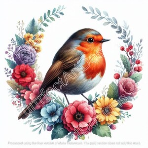 10 Beautiful Robin Flower Wreaths Clip Art, Digital Art Download - Etsy