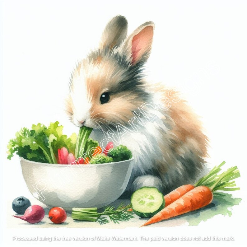 5 Cute Bunny Eating Veg Clip Art, Digital Art Download - Etsy
