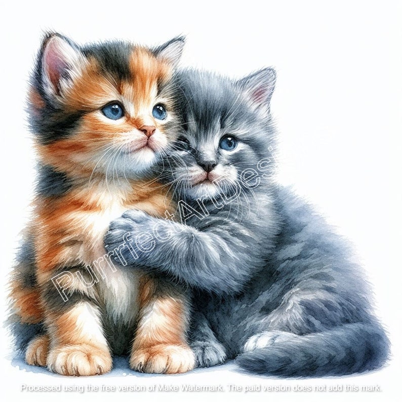5 Cute Cuddling Kittens Clip Art, Digital Art Download - Etsy