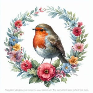 10 Beautiful Robin Flower Wreaths Clip Art, Digital Art Download - Etsy