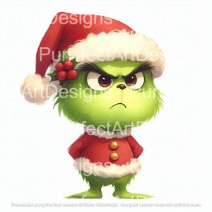 10 Cute Grumpy Grinch Clip Art, Digital Art Download - Etsy