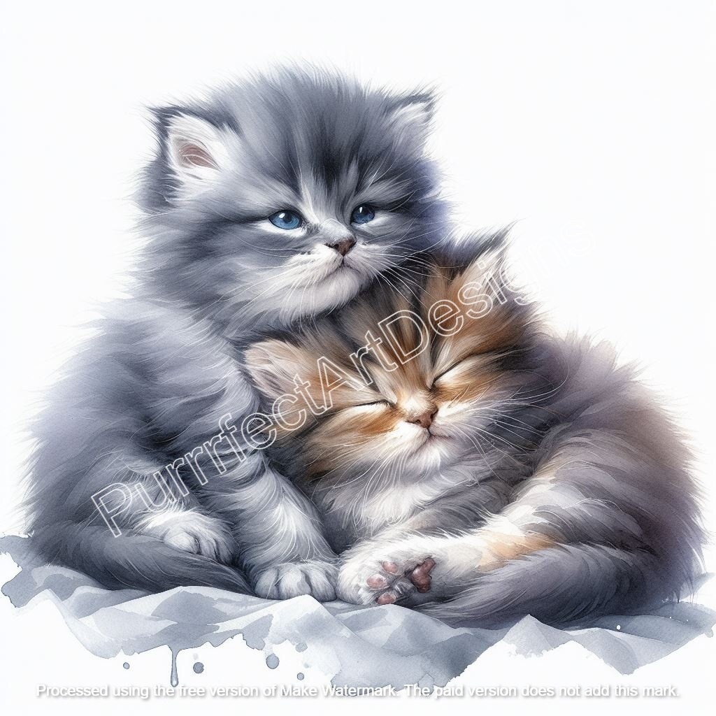 5 Cute Cuddling Kittens Clip Art, Digital Art Download - Etsy
