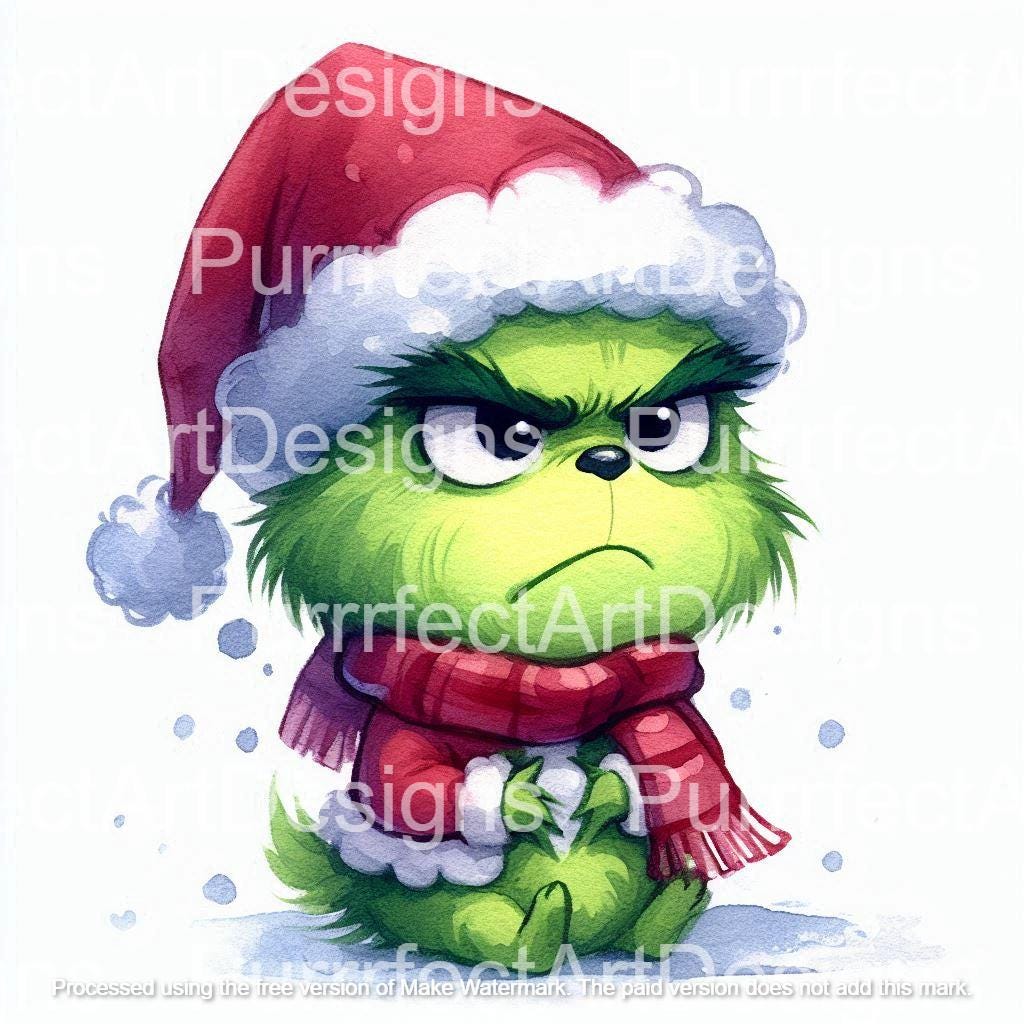 10 Cute Grumpy Grinch Clip Art, Digital Art Download - Etsy