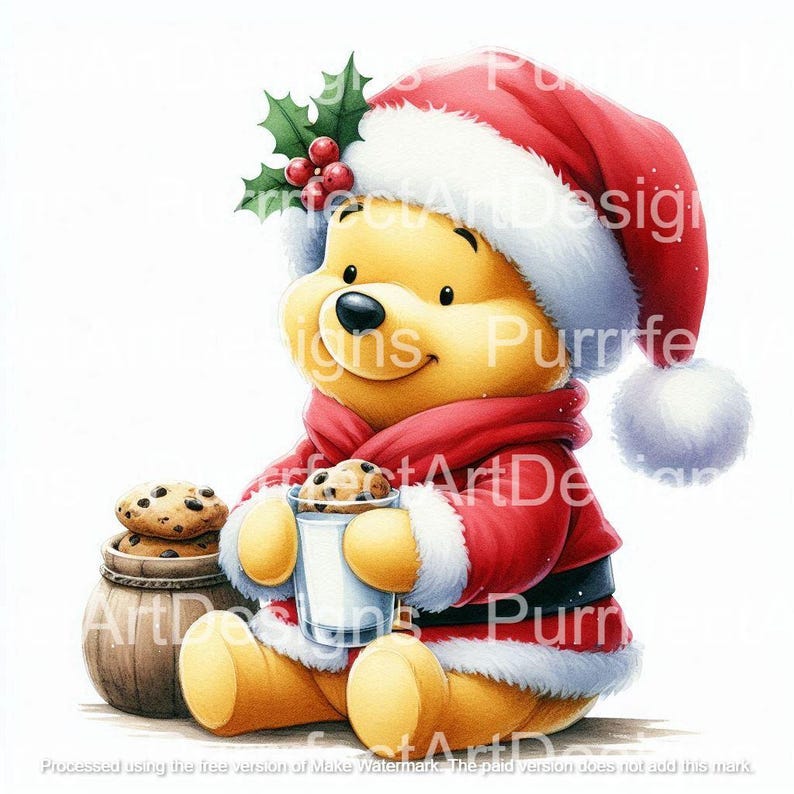 10 Adorable Christmas Themed Winnie the Pooh Clip Art, Digital Art ...