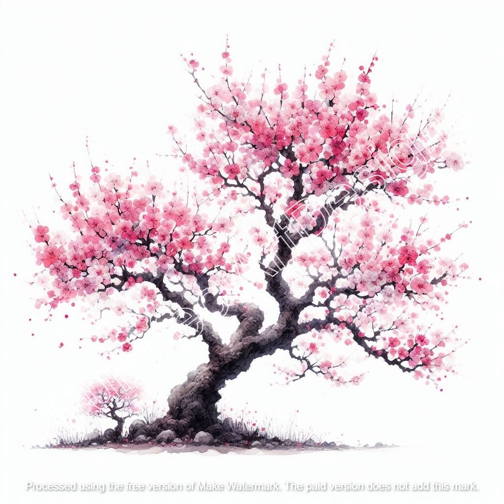 5 Stunning Cherry Blossom Tree Clip Art, Digital Art Download - Etsy