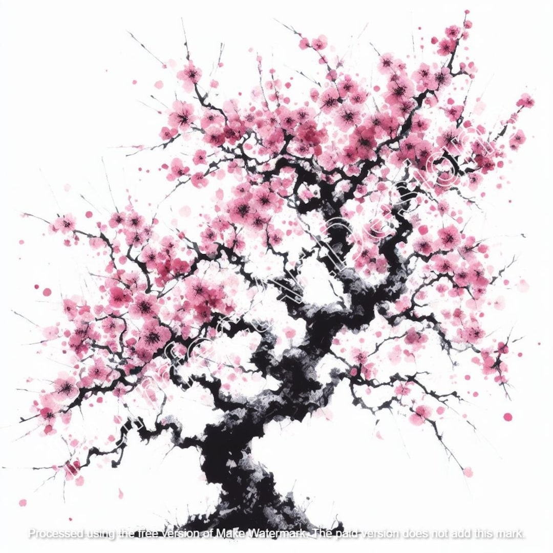 5 Stunning Cherry Blossom Tree Clip Art, Digital Art Download - Etsy