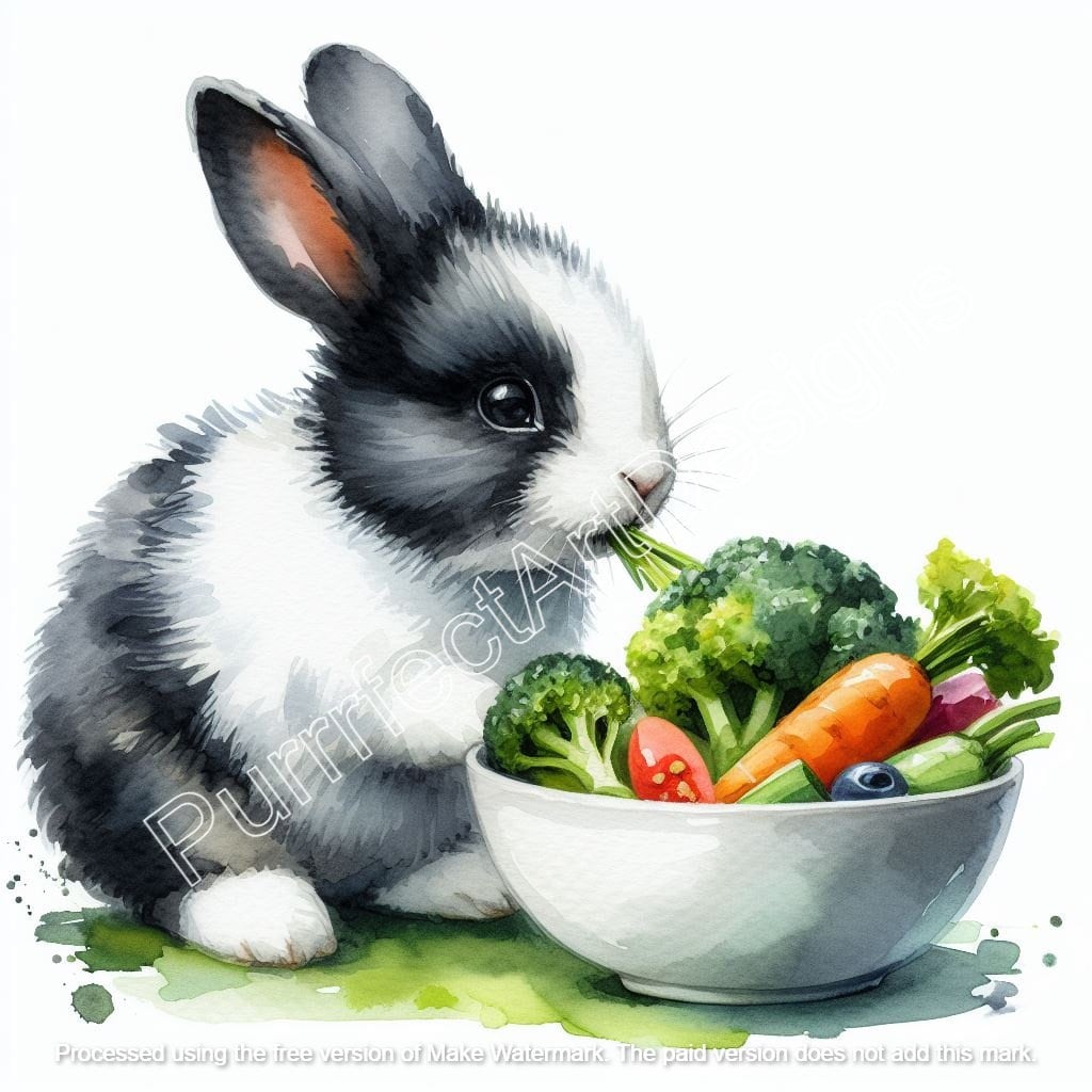 5 Cute Bunny Eating Veg Clip Art, Digital Art Download - Etsy