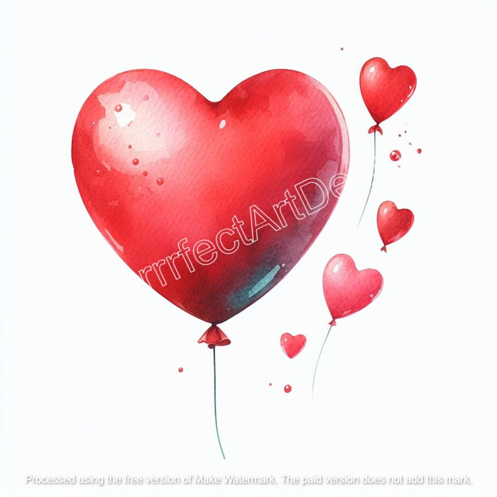 5 Stunning Red Heart Balloon Clip Art, Digital Art Download - Etsy