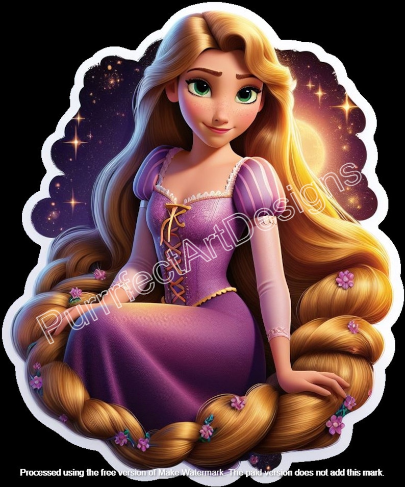5 Beautiful Rapunzel Clip Art, Digital Art Download - Etsy