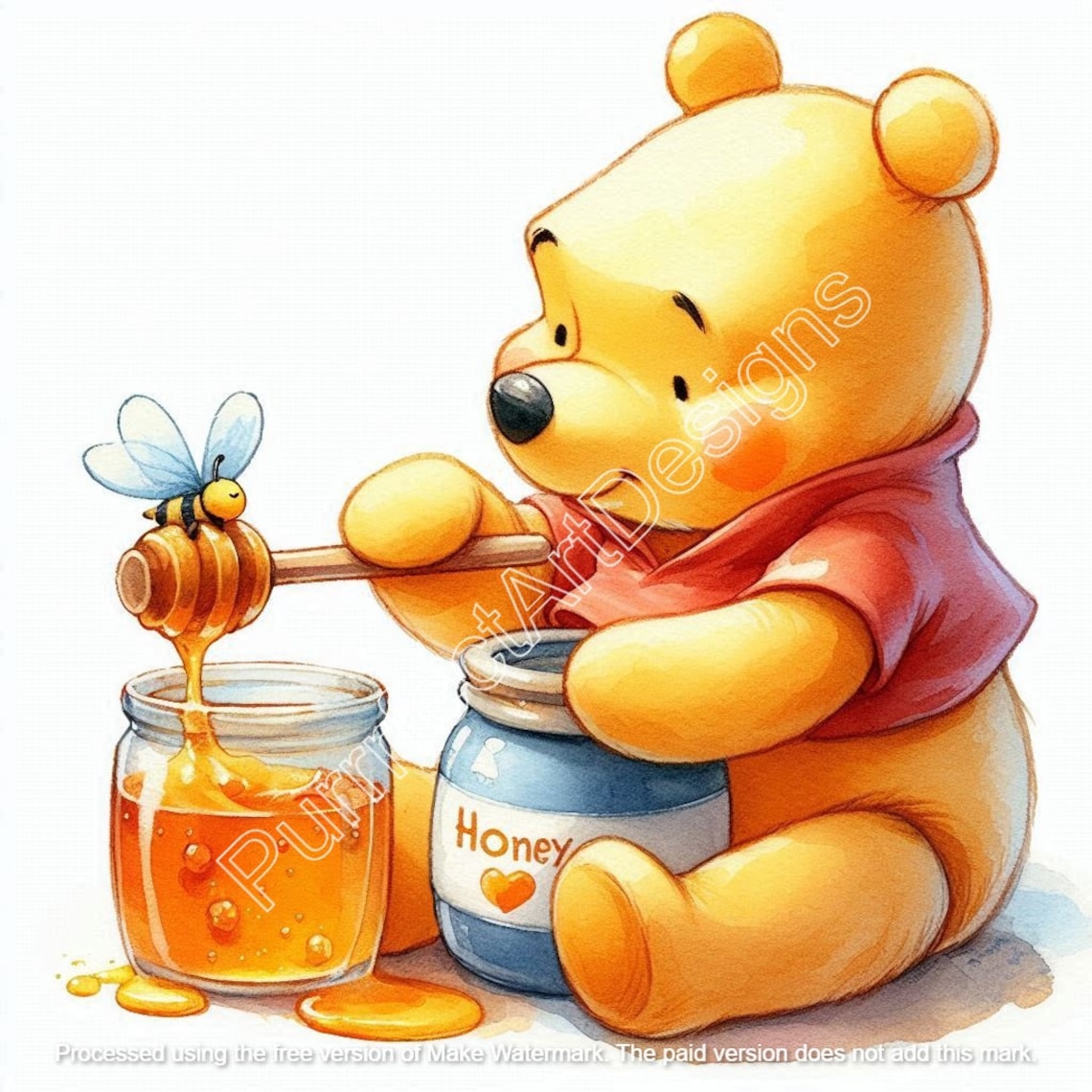 10 Adorable Winnie the Pooh Eating Honey Clip Arts, Digital Art ...