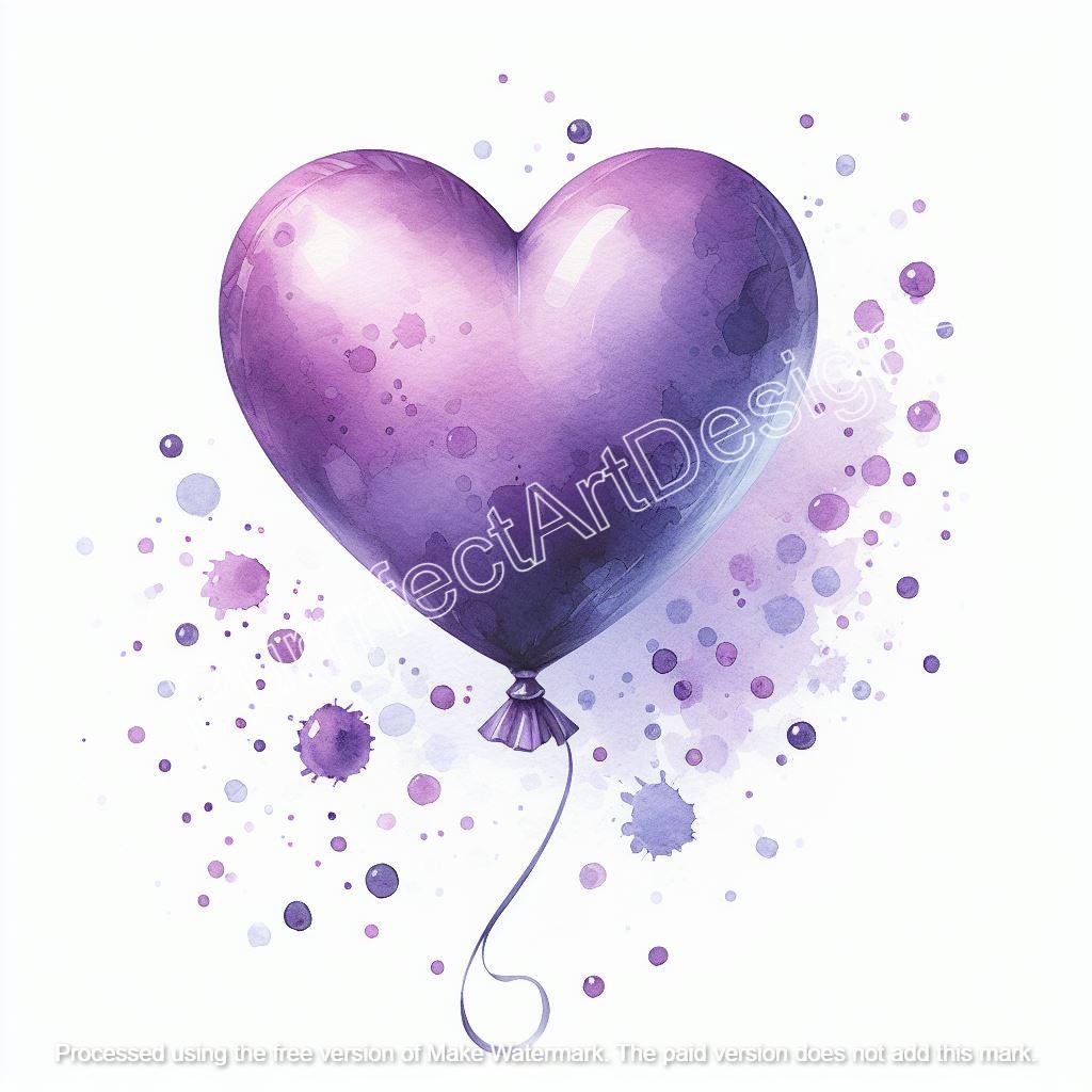 5 Stunning Purple Heart Balloon Clip Art, Digital Art Download - Etsy
