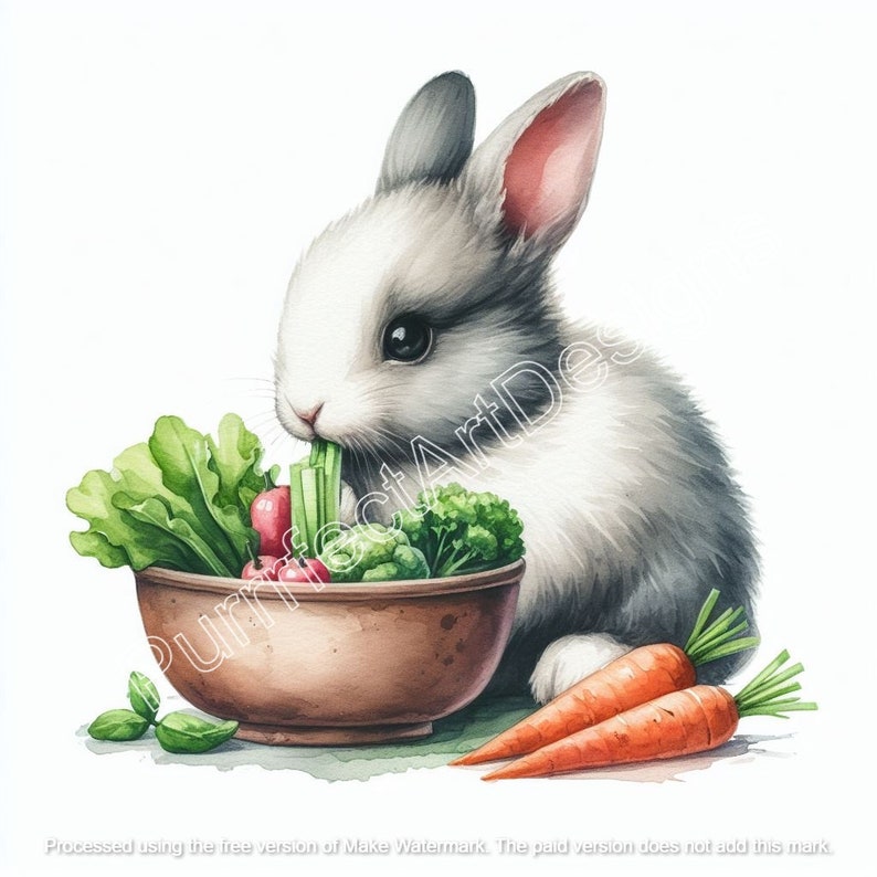 5 Cute Bunny Eating Veg Clip Art, Digital Art Download - Etsy