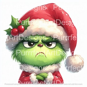 10 Cute Grumpy Grinch Clip Art, Digital Art Download - Etsy