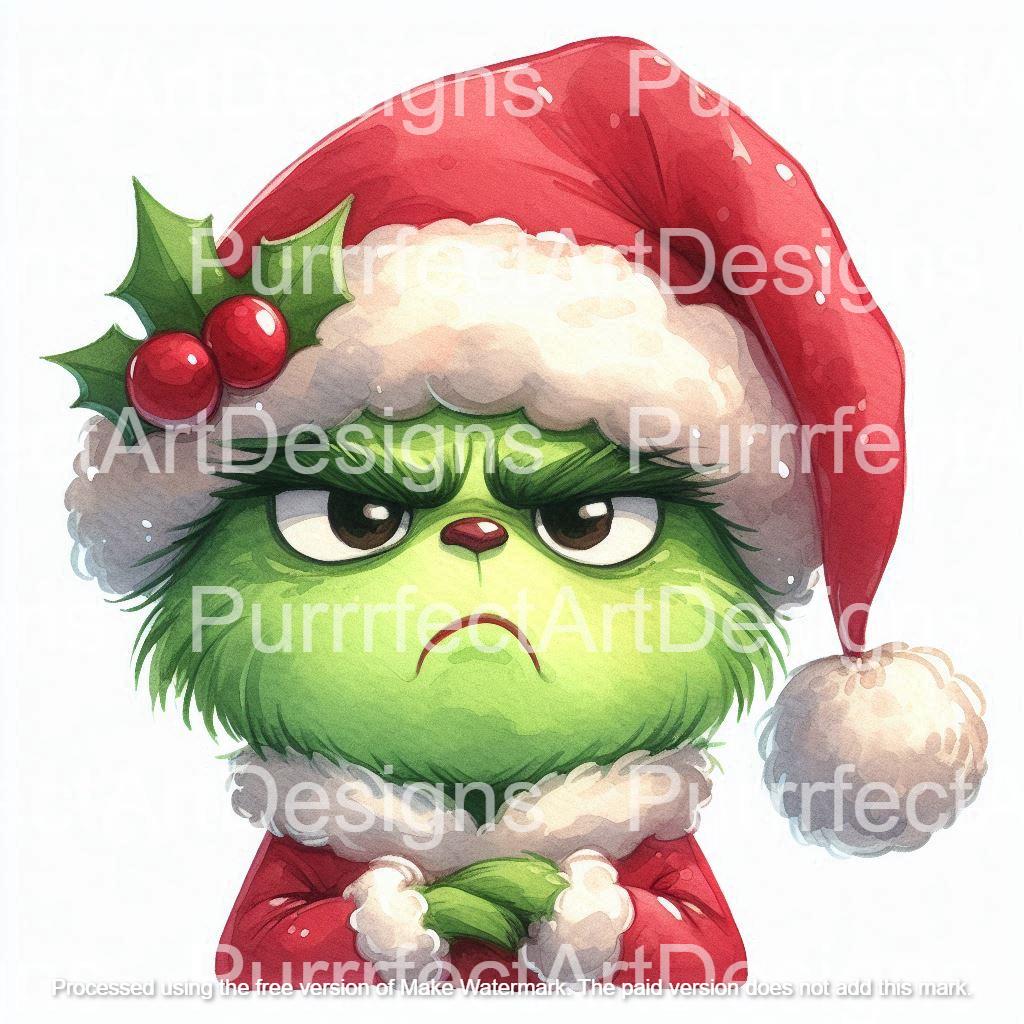 10 Cute Grumpy Grinch Clip Art, Digital Art Download - Etsy