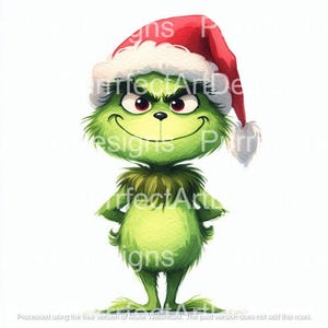 10 Cute Mischievous Grinch Clip Art, Digital Art Download - Etsy