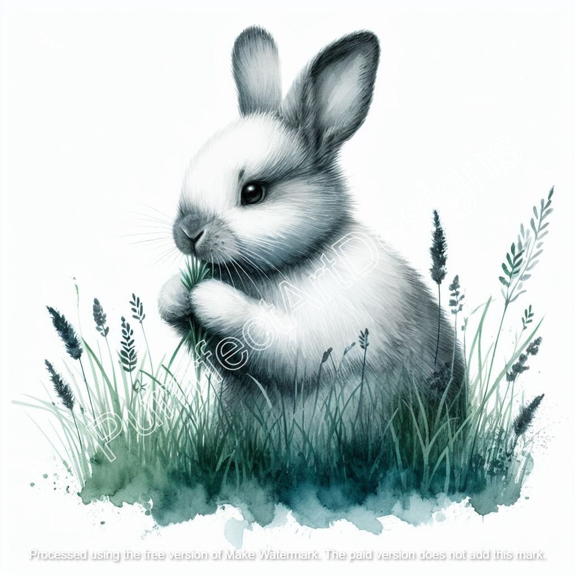 5 Cute Bunny Eating Grass Clip Art, Digital Art Download - Etsy